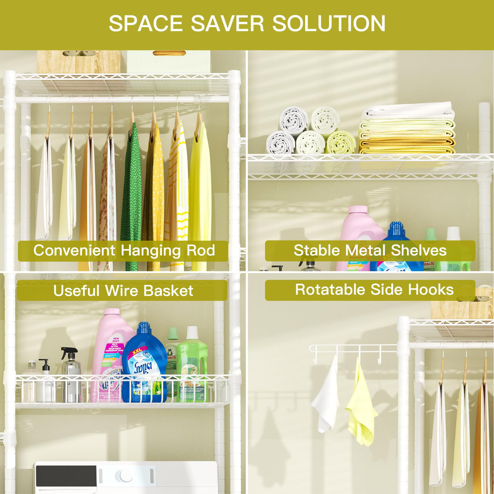 chuangyanUS Washer And Dryer Storage, Height Adjustable Laundry Room ...