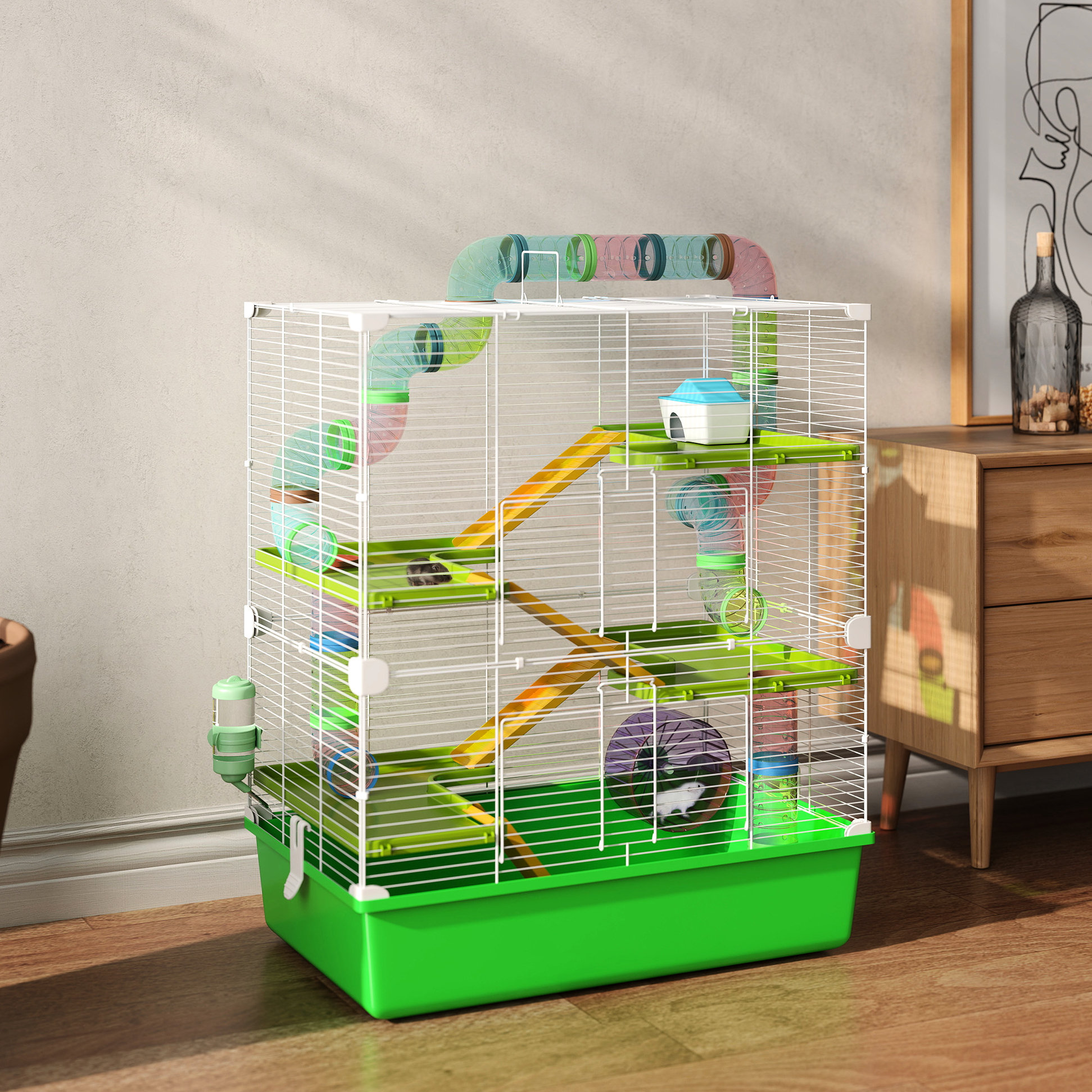 Ebern Designs Extra Large 23" Hamster Playground Cage - 5 Tier, Tubes ...