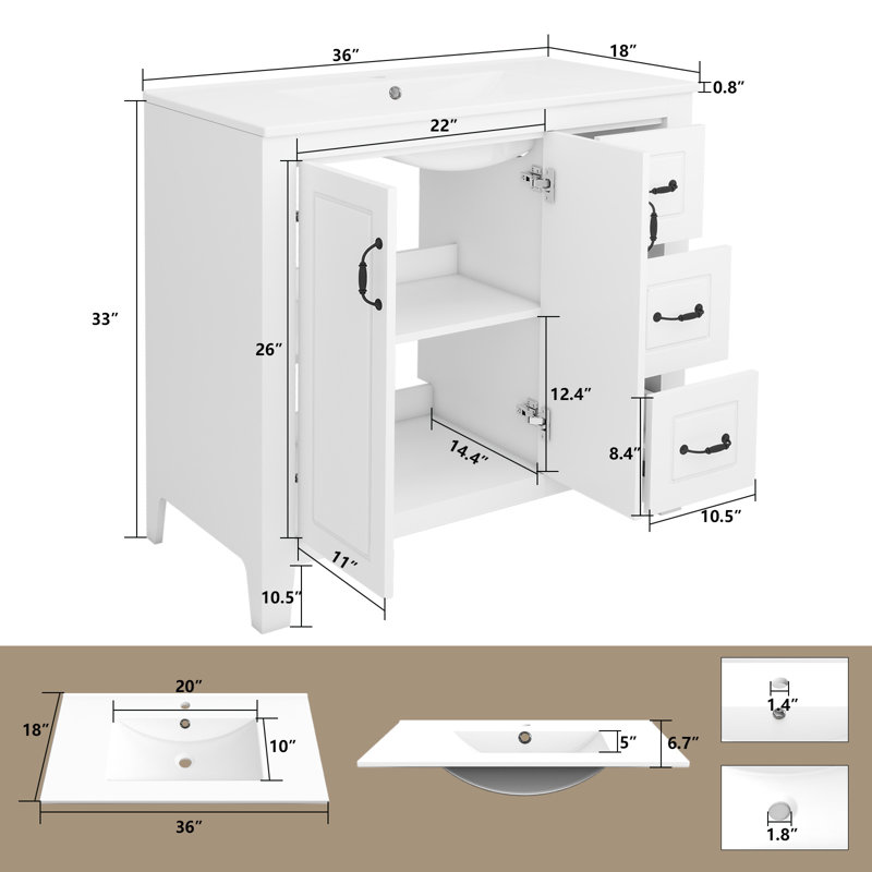 Winston Porter 36" Bathroom Vanity With Sink Set | Wayfair