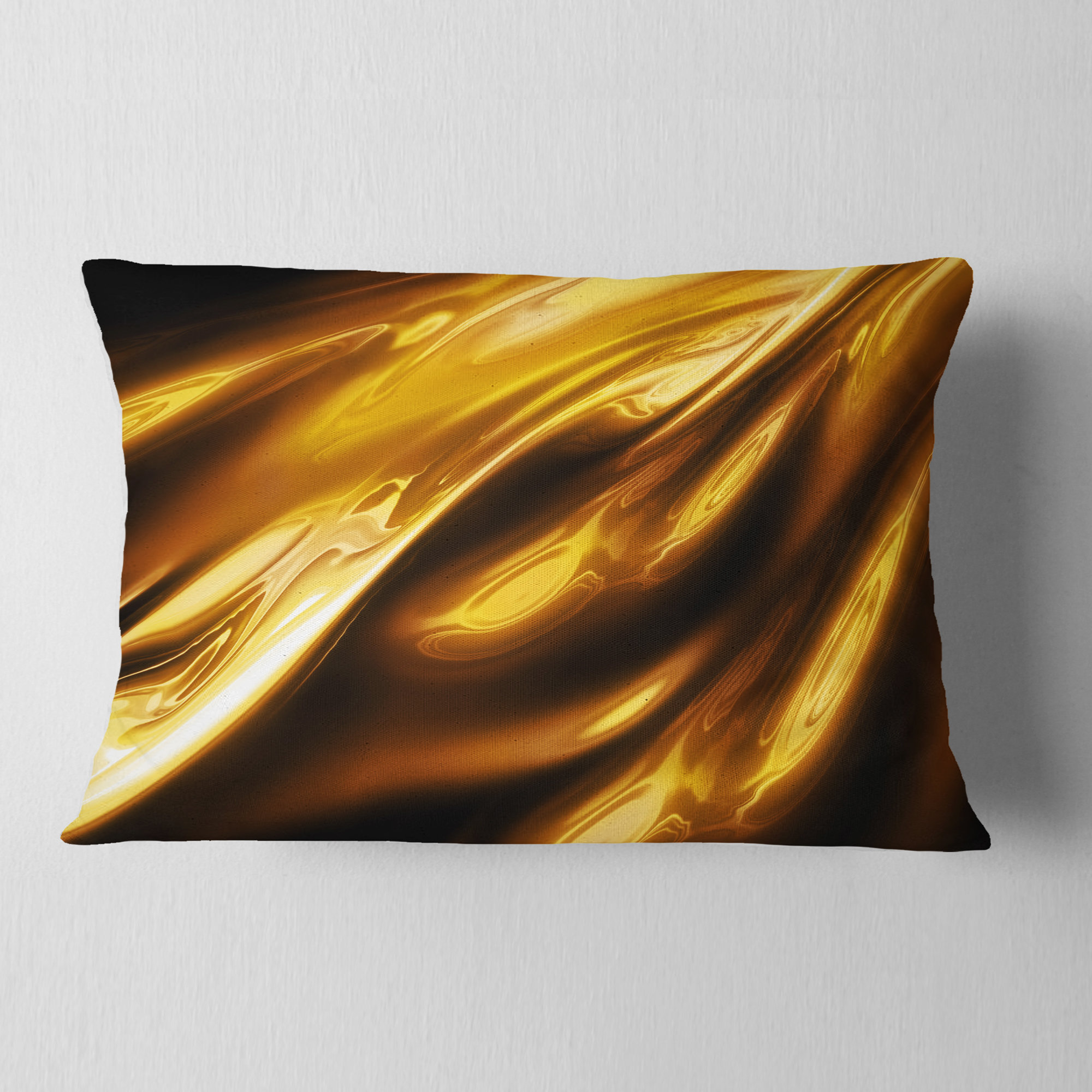 Design Art Liquid Gold Texture Pattern - Abstract Printed Pillow | Wayfair