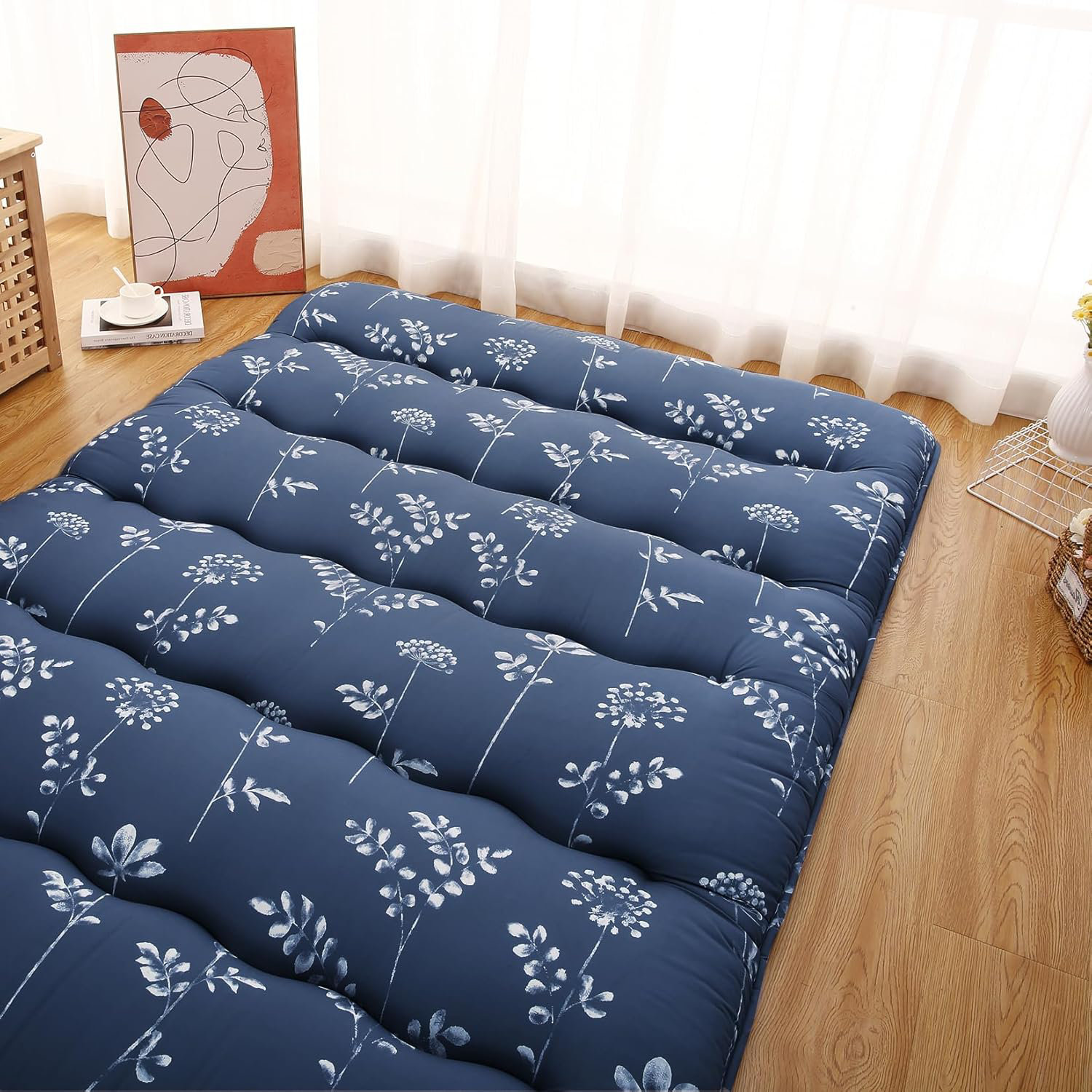 Alwyn Home Futon Floor Mattress Japanese Style Floral Pattern Mattress ...