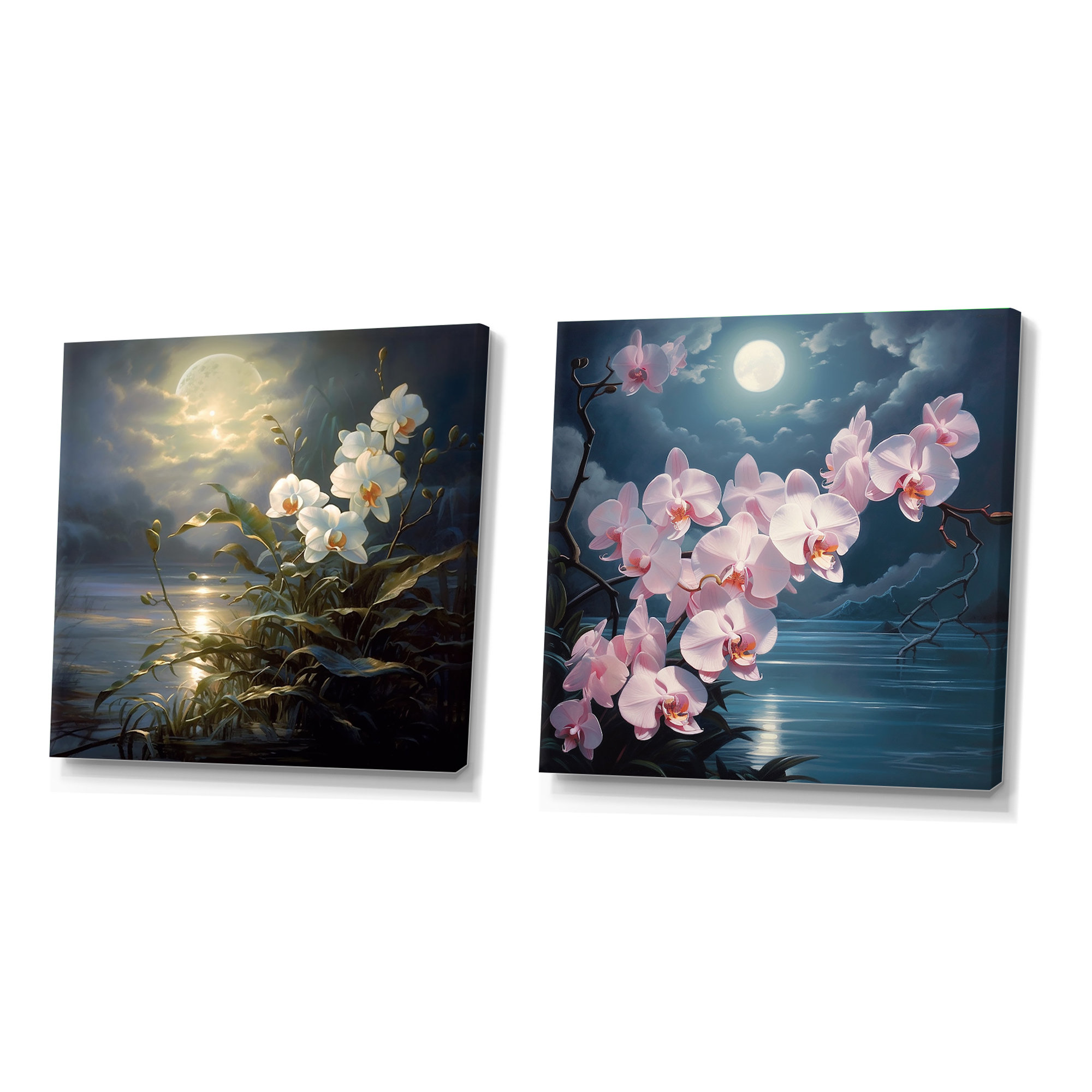 Red Barrel Studio® Orchids Waterscape Moonlight - Orchids Square ...