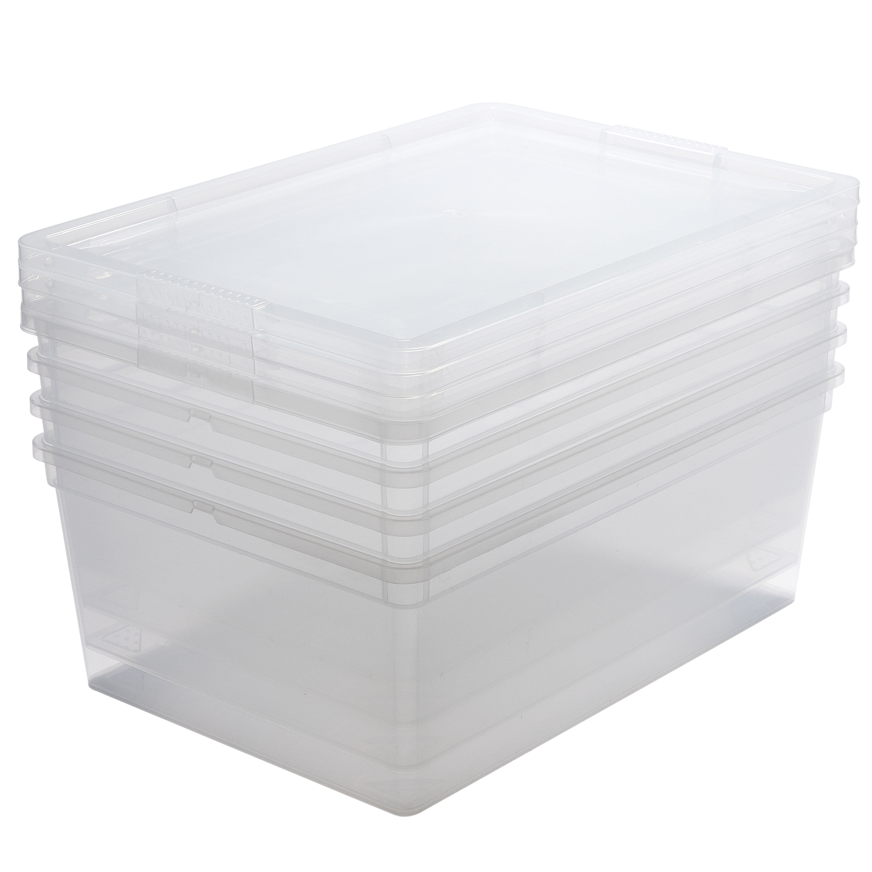 Simplify 4 Pack Stackable Storage Bins with Lids in Clear - Wayfair Canada