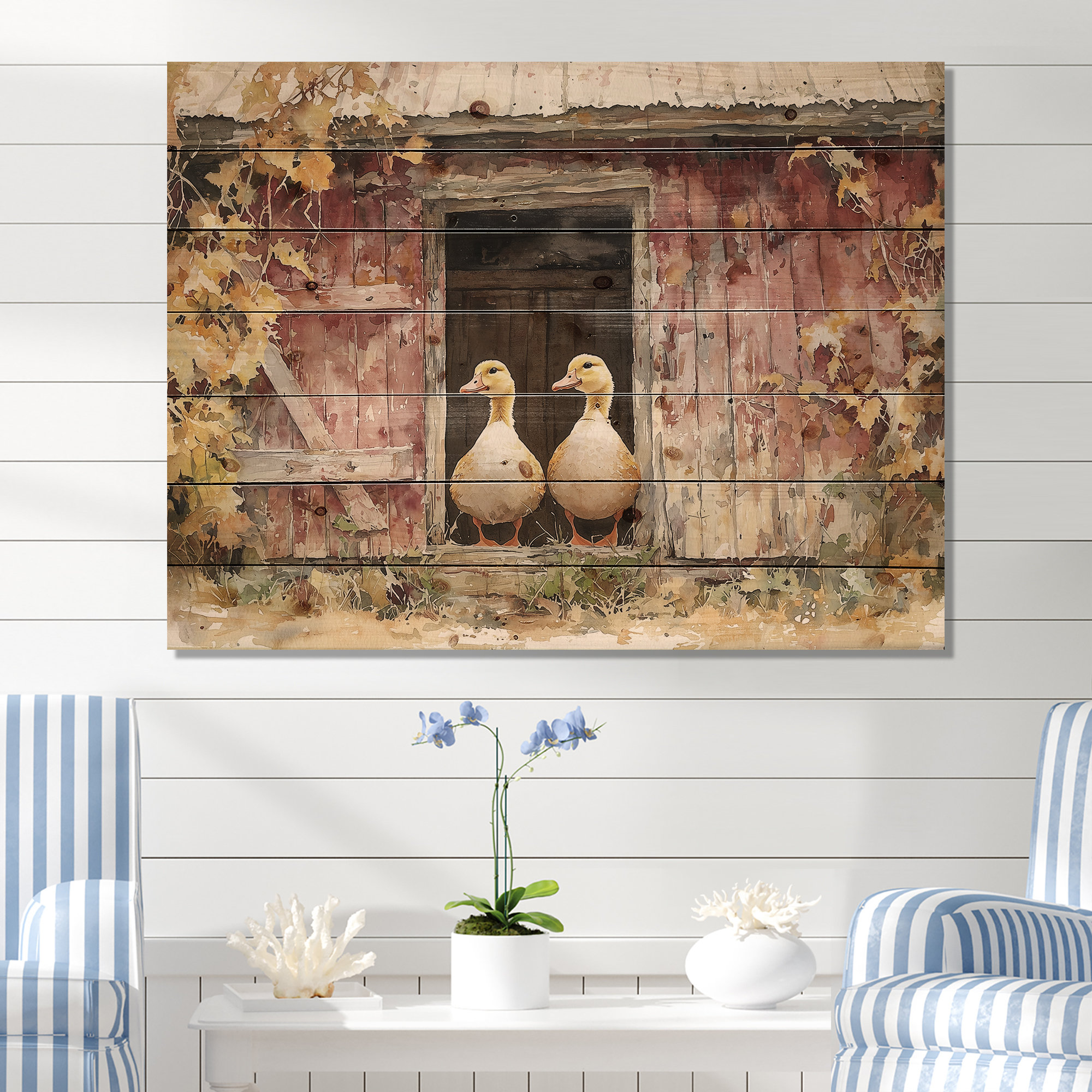 Ophelia & Co. Ducks Portrait At The Farm II - Duck Animal Wood Wall ...