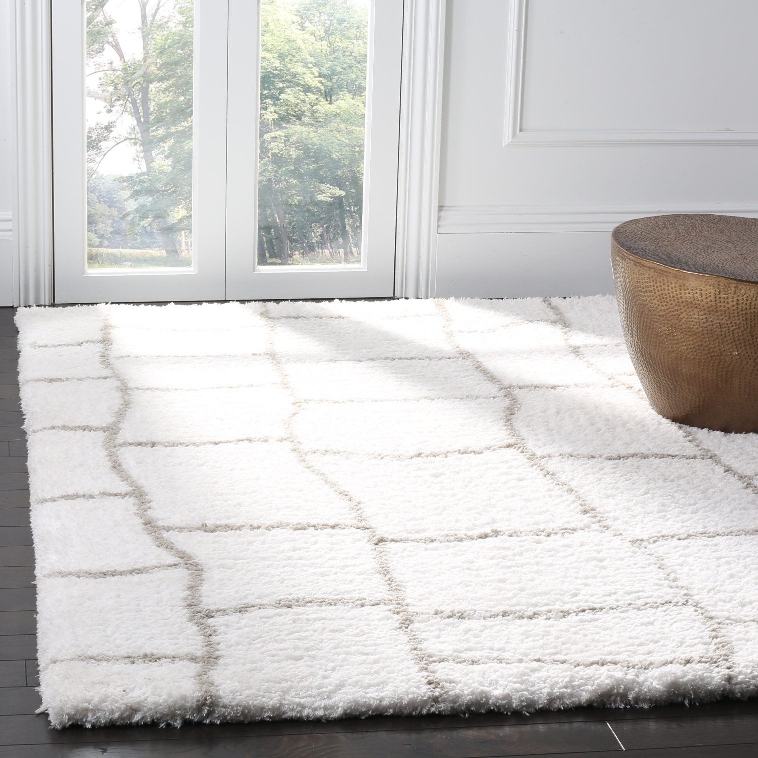 17 Stories Toronto Shag Hand Tufted Performance Abstract Rug & Reviews ...