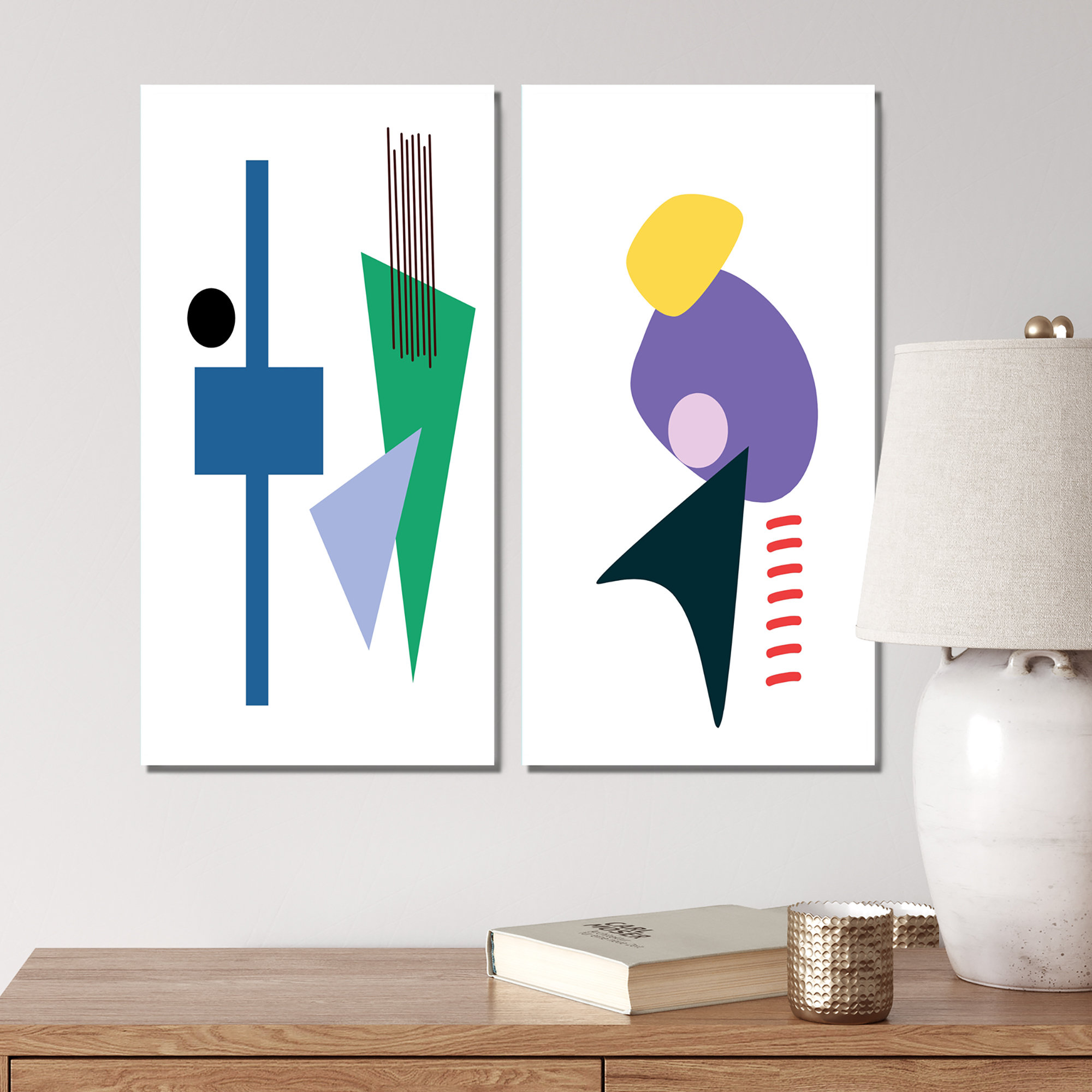Wrought Studio™ Scandinavian Abstract Geometric Typography XI - 2 Piece ...