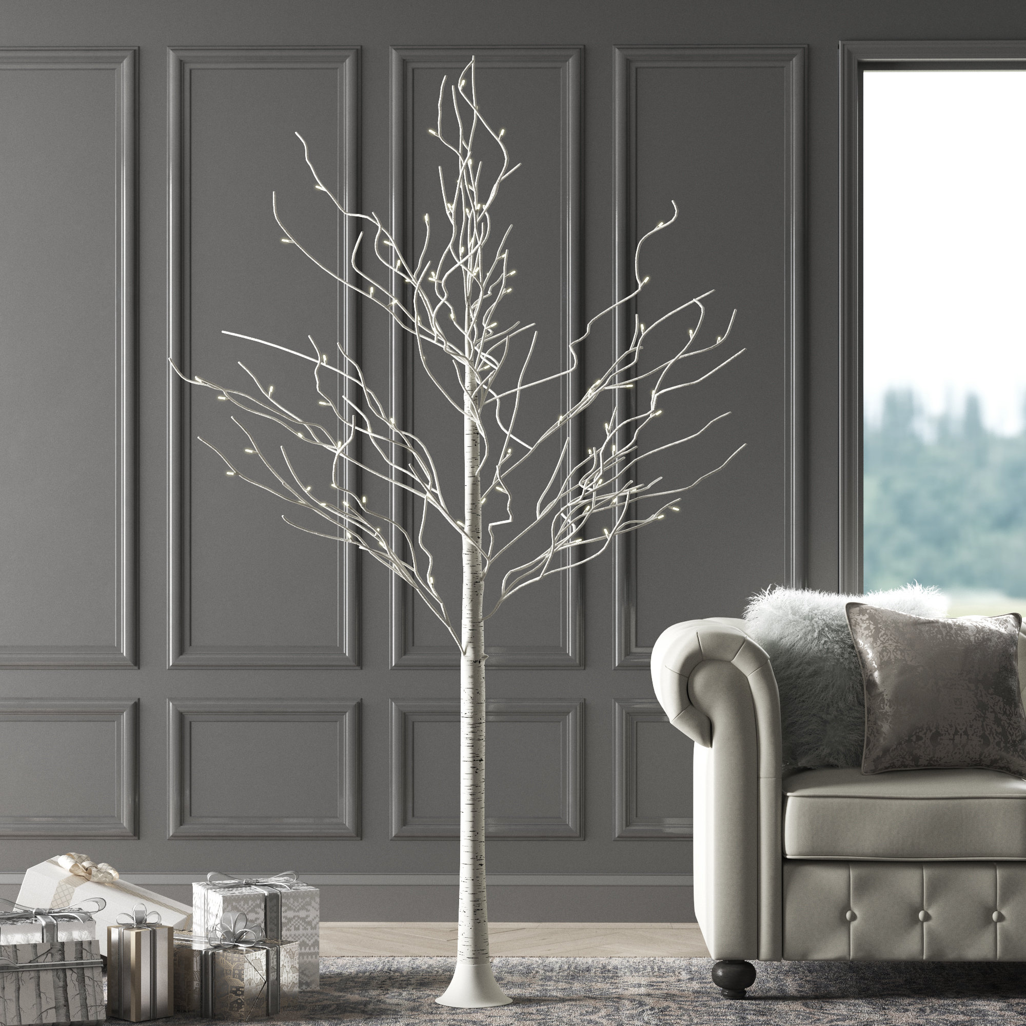 Greyleigh™ Pre-Lit Birch Tree 132 Light LED Lighted Trees & Branches ...
