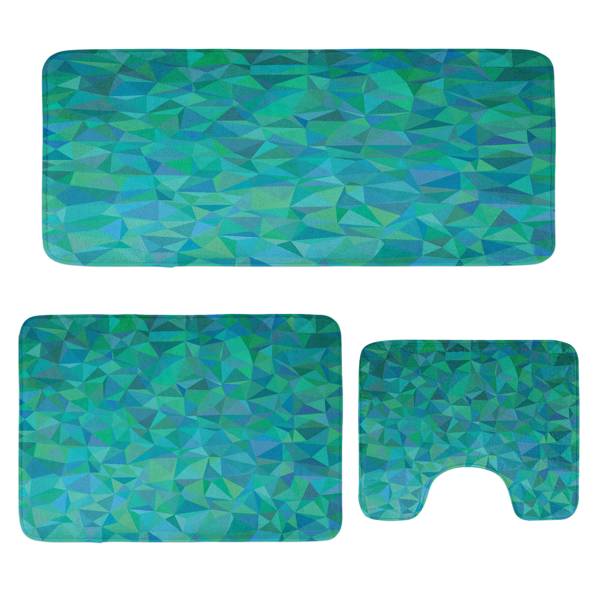East Urban Home Abstract Bathroom Rug Set 3 Pieces U-Shape & Rectangle ...