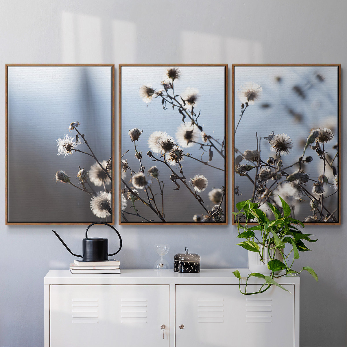 Ebern Designs Spring Fluff Framed On Canvas 3 Pieces Print | Wayfair