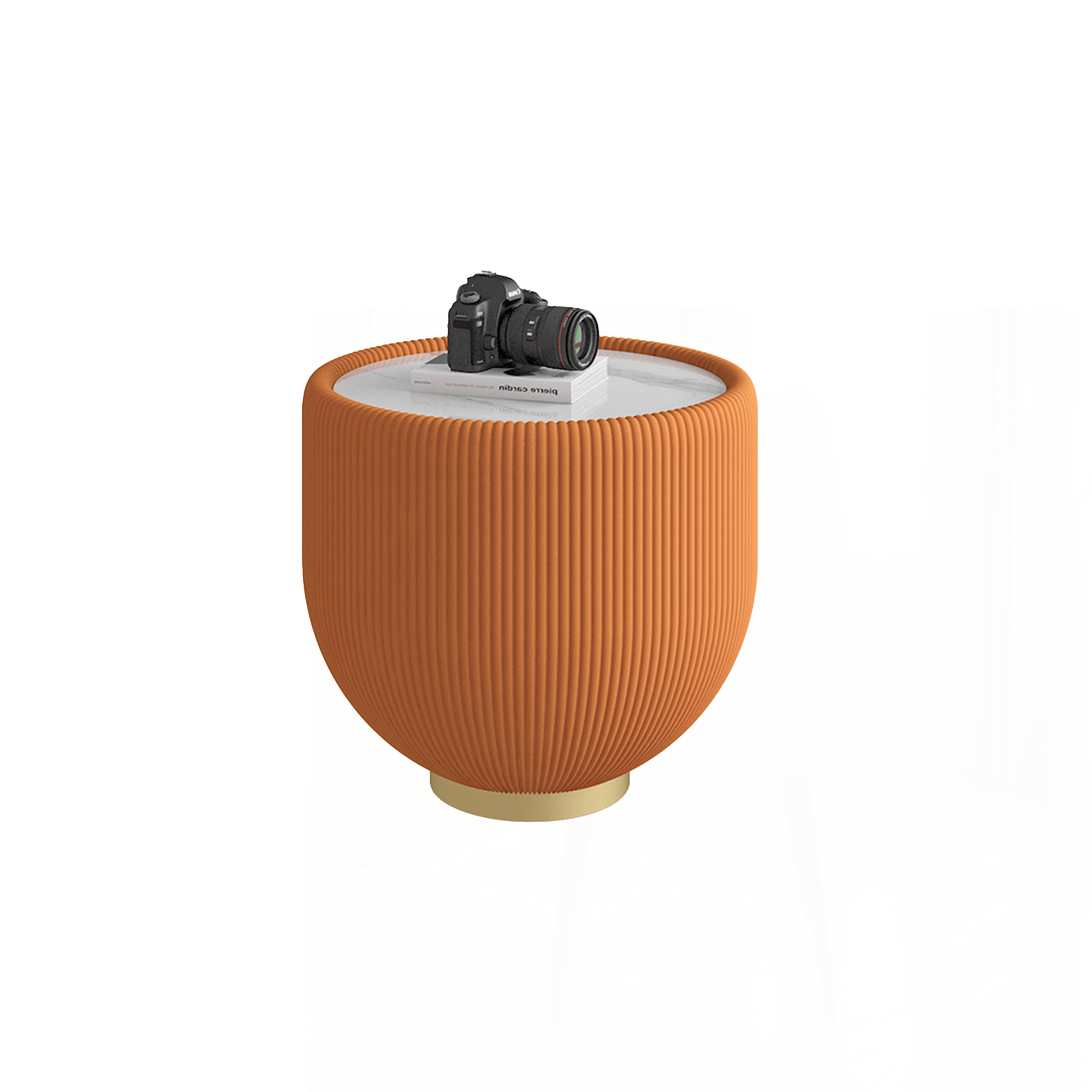 Brayden Studio Modern Round Marble Pattern Tabletop Leather Edge Sofa ...