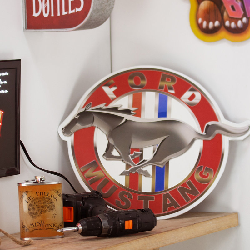 Crystal Art Gallery Ford Mustang Logo Embossed Metal Sign Wall Décor ...