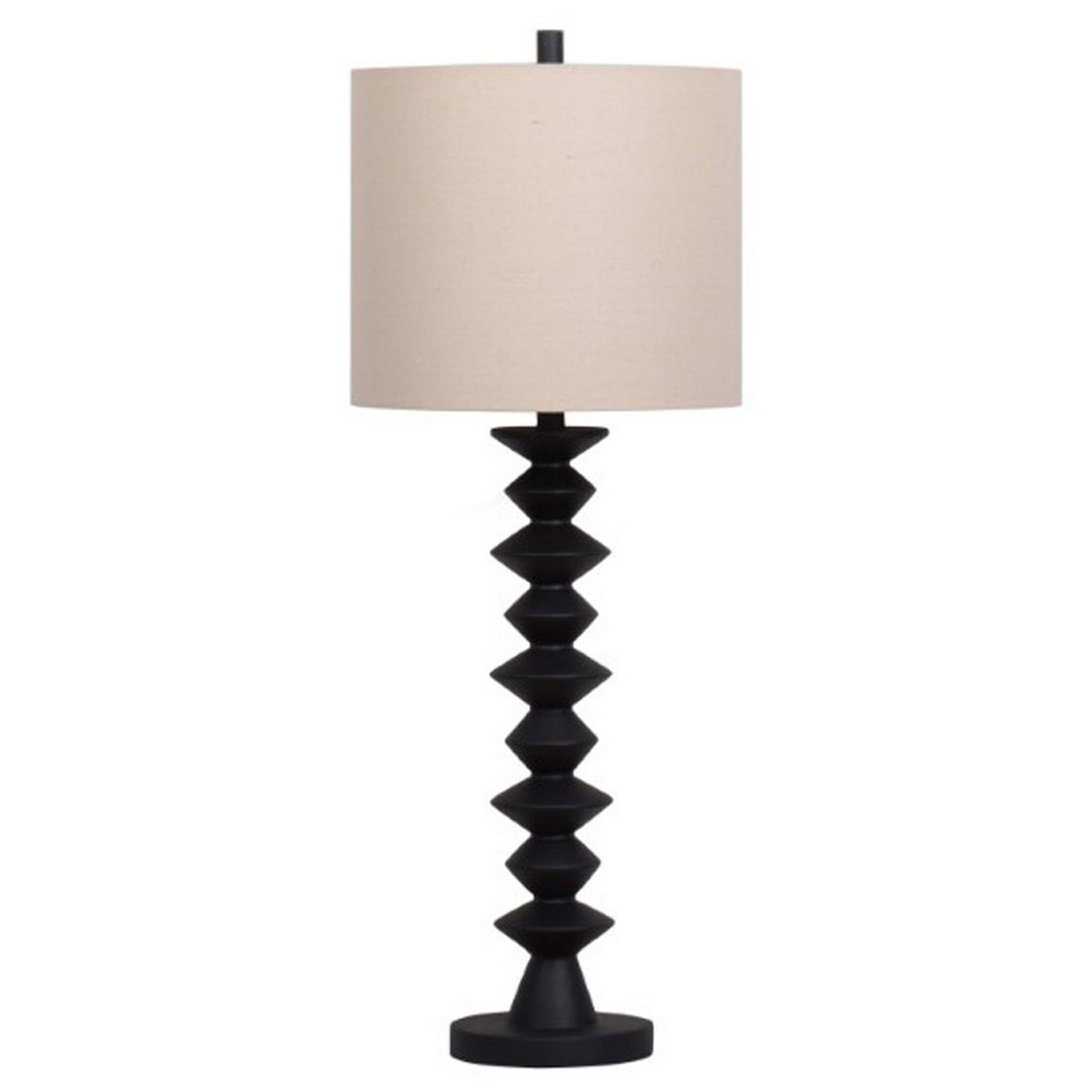 Benjara Ando Buffet Table Lamp, Black Turned Fishbone Base, Drum Shade ...