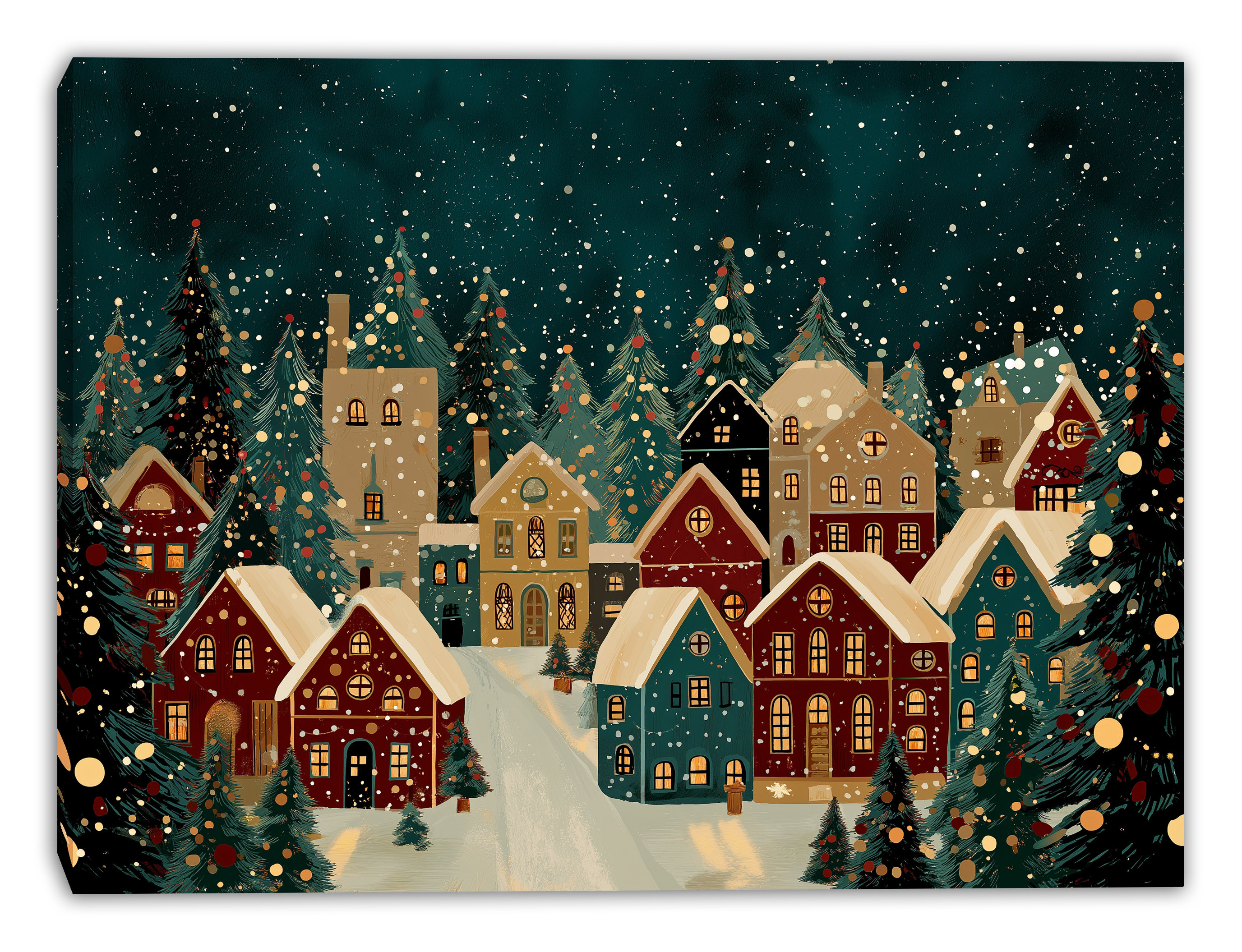 Alcott Hill® Storybook Holiday Village - Wrapped Canvas Wall Art | Wayfair