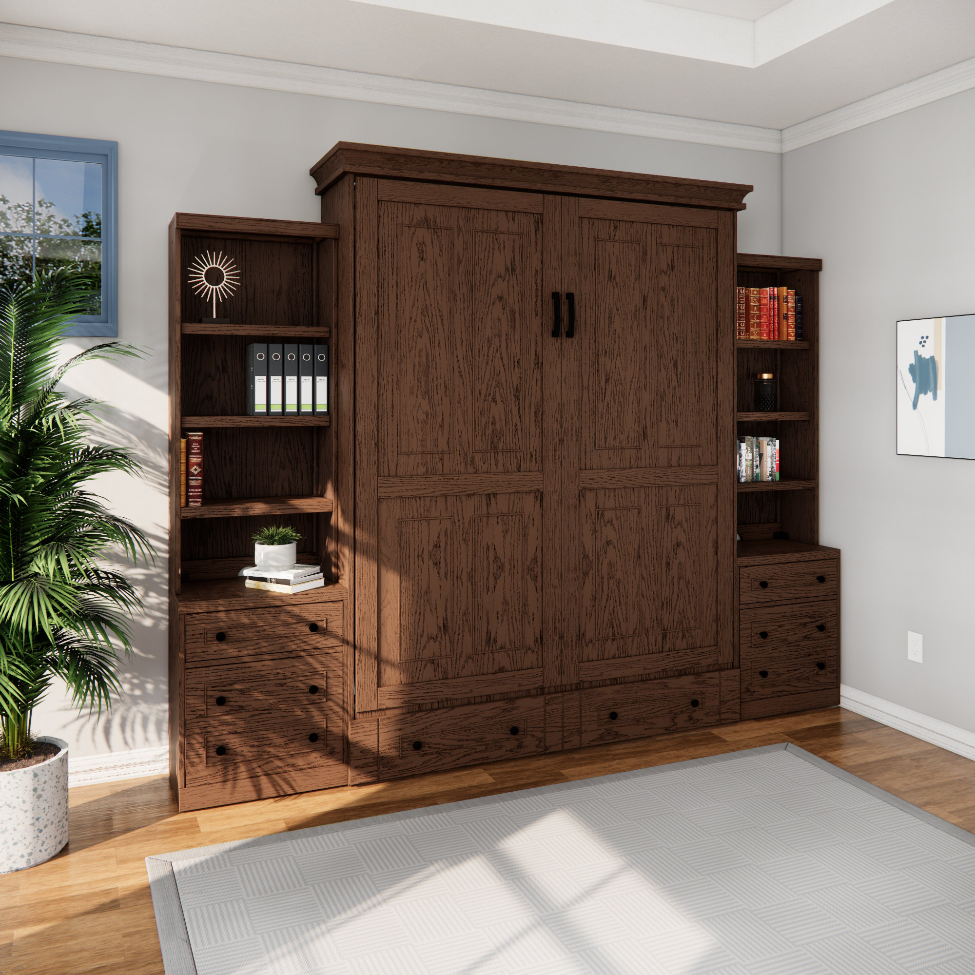 Rosalind Wheeler Henderson Queen Storage Murphy Wall Bed - 2 Piers ...