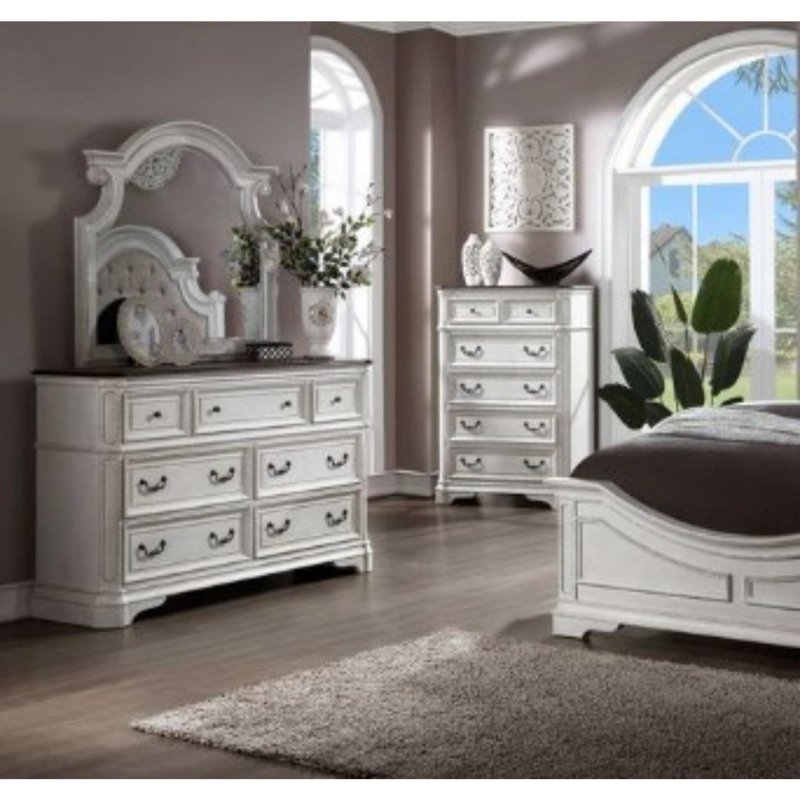 Ophelia & Co. Florian Antique White Finish Mirror | Wayfair