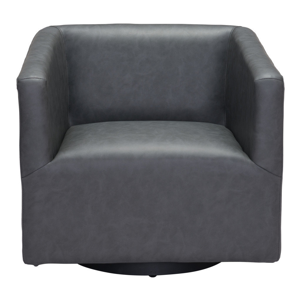 HomeRoots Fauteuil en similicuir 30 po gris et noir - Wayfair Canada