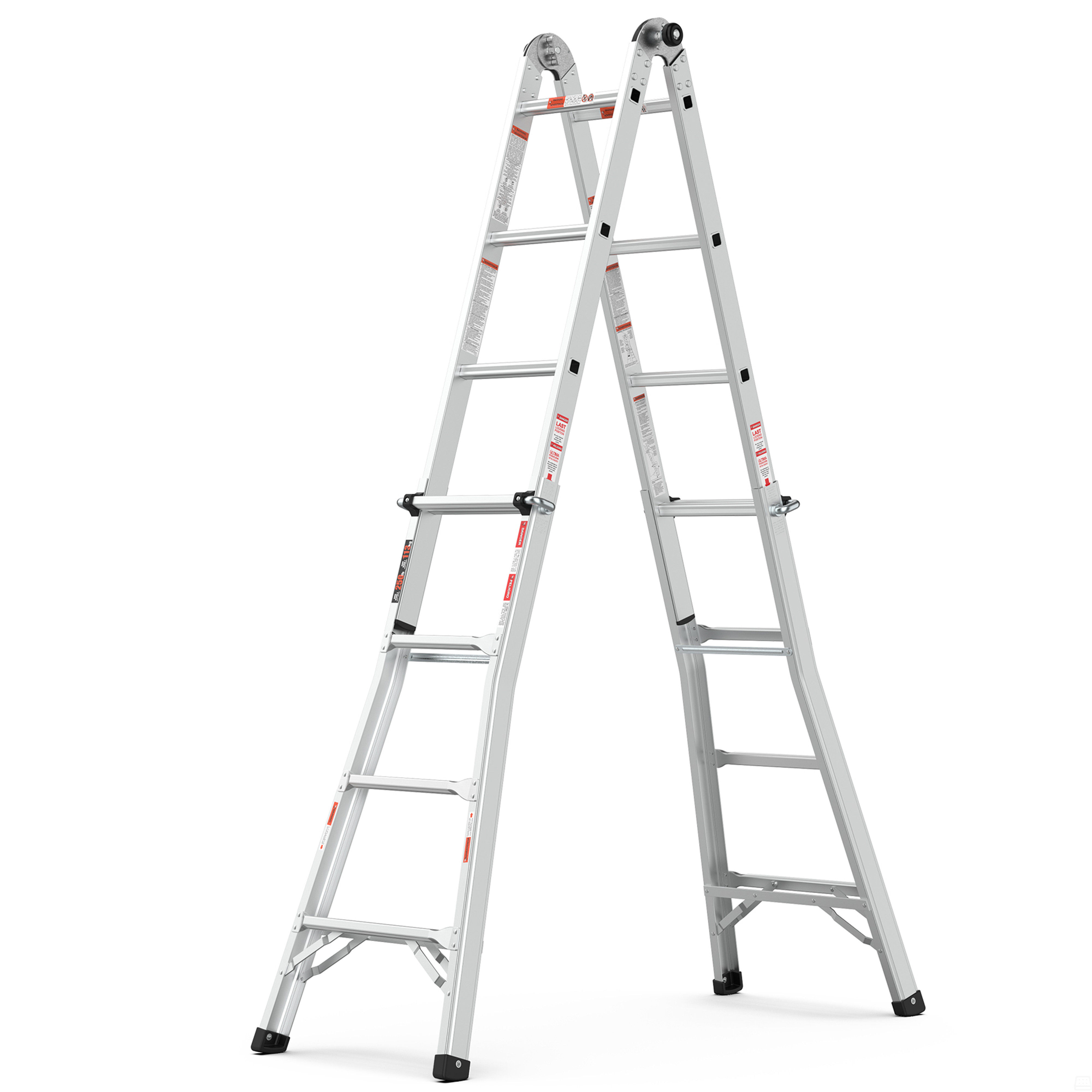 KAQCVIN Foldable Aluminum Ladder, A-Frame And Straight Ladder, ANSI ...