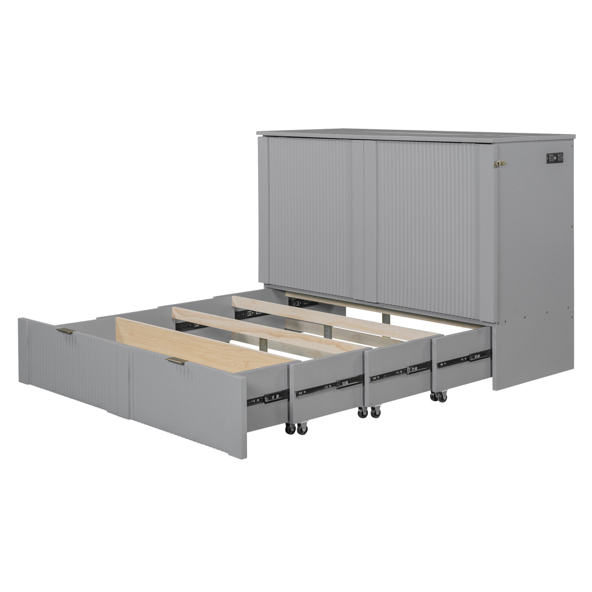 Canora Grey Murphy Bed With Drawer And A Set Of Sockets & USB Ports ...