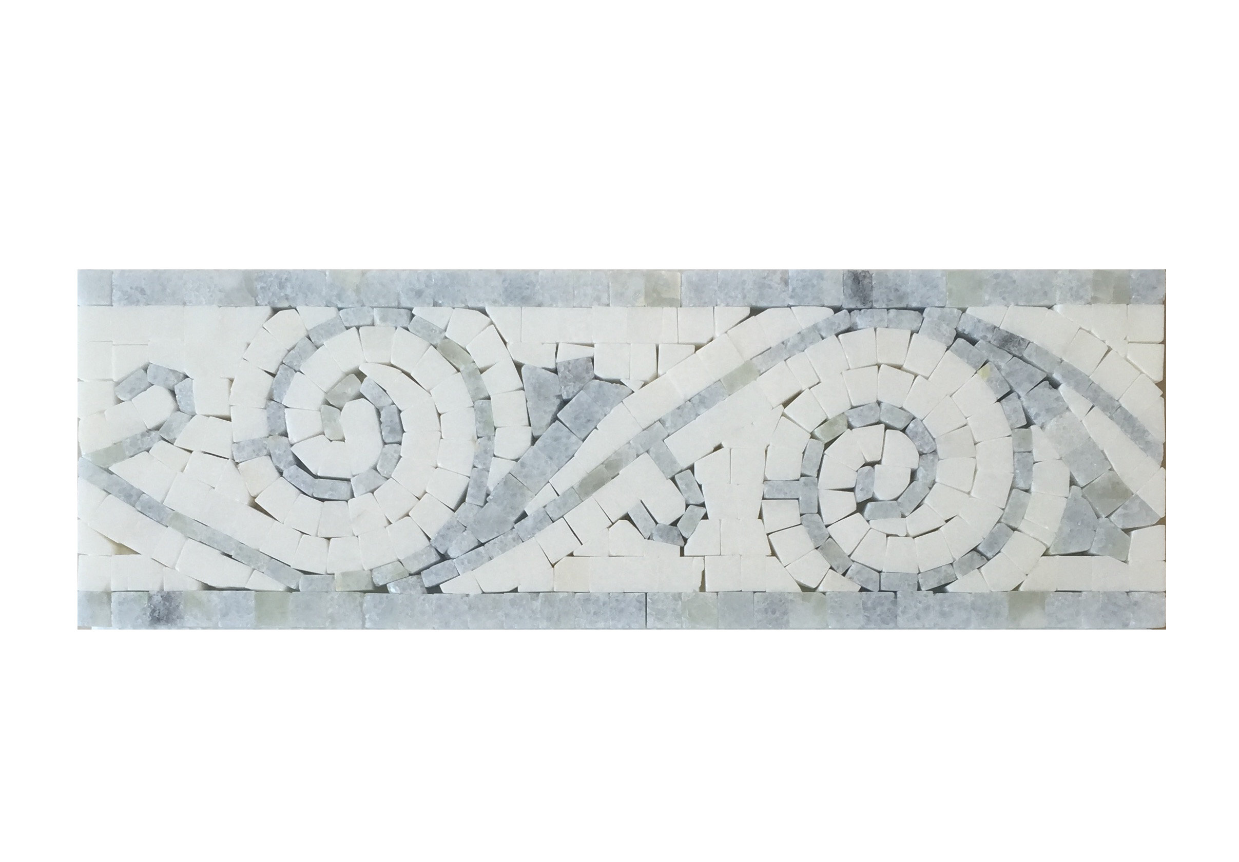 Seven Seas Collection 4" x 12" Marble Art Border Tile in Blue Celeste ...