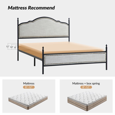 Lark Manor Alaja Upholstered Platform Metal Four Poster Bed & Reviews ...