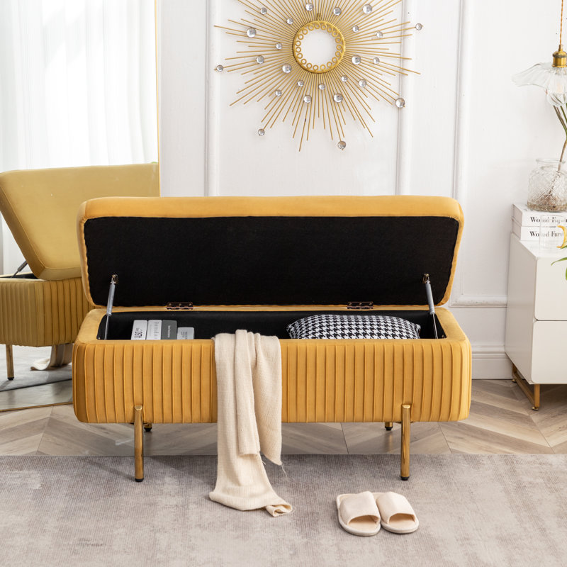 Mercer41 Miajah Velvet Upholstered Flip Top Storage Bench & Reviews ...