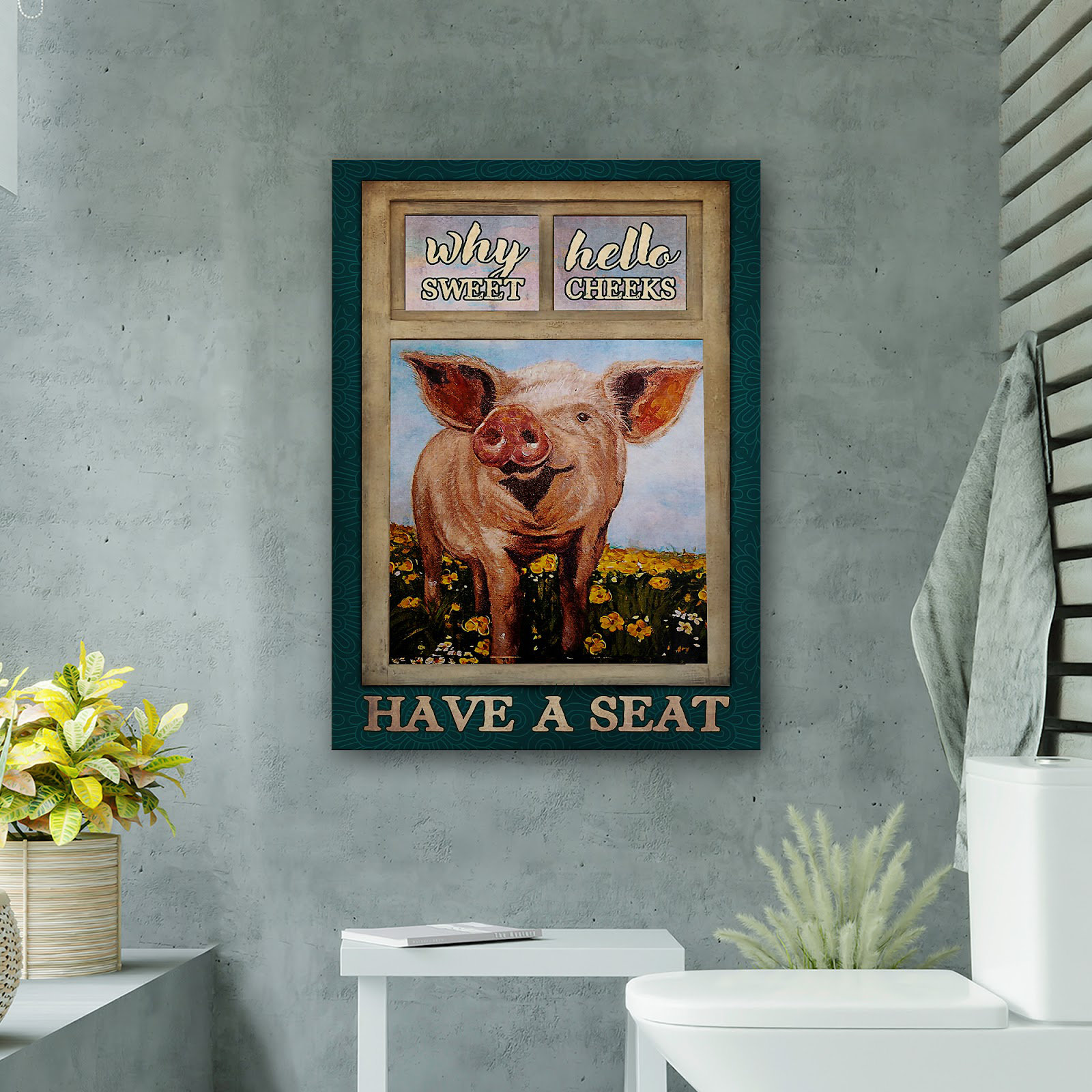 Trinx Cute Pig On Flower Field - Why Hello Sweet Cheeks Gallery Wrapped ...