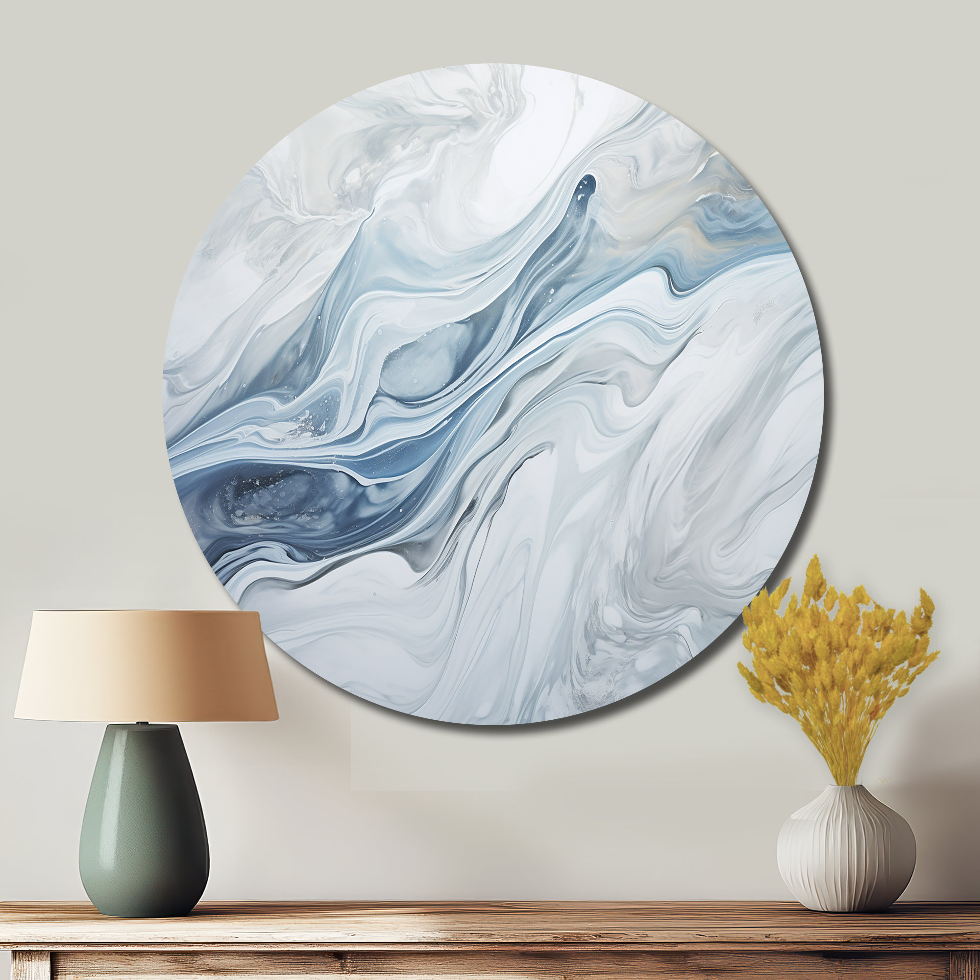 Design Art Grey And Blue Glacier Charm Liquid Art - Landscapes Round ...