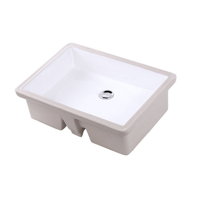 LACAVA Cube White Porcelain Rectangular Undermount Bathroom Sink with ...