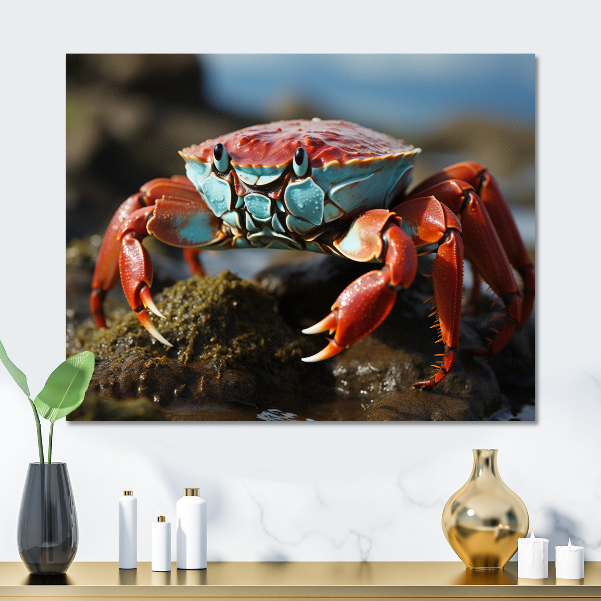 Highland Dunes Crab Coastal Scavenger - Animals Print on Metal | Wayfair