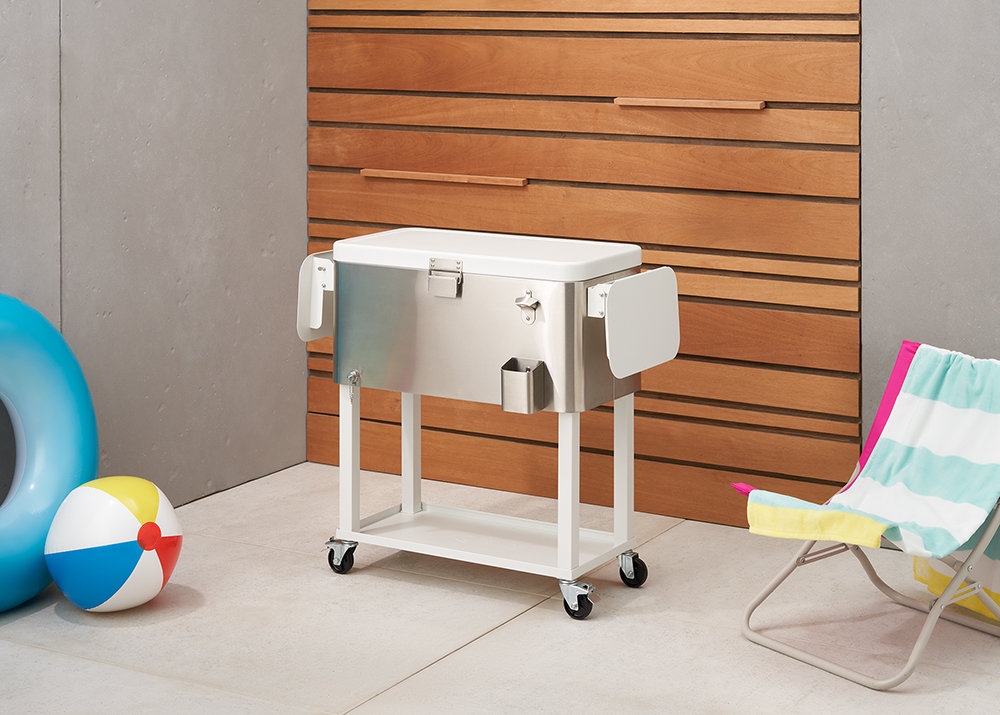 Trinity 80 Qt Stainless Steel Cooler W/ Foldable Side Shelves And Cover ...