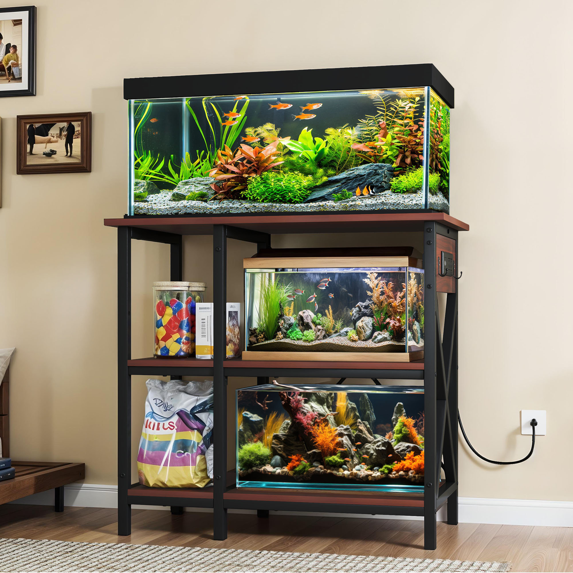 Tucker Murphy Pet™ 3-Tier Metal Aquarium Stand with Adjustable Shelves ...