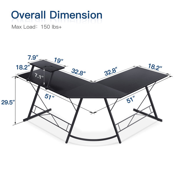 Inbox Zero Queenborough L-Shaped Metal Base Computer Desk & Reviews ...