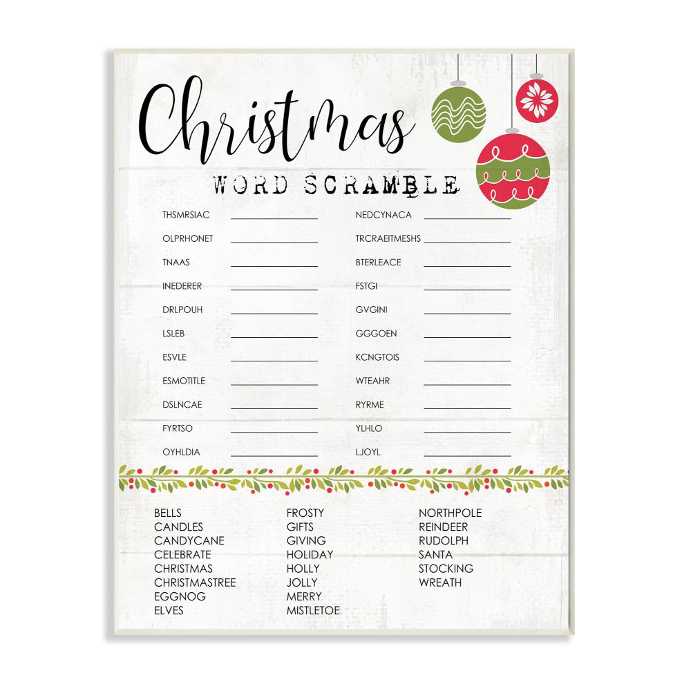 Stupell Industries Seasonal Christmas Word Scramble Activity Winter ...