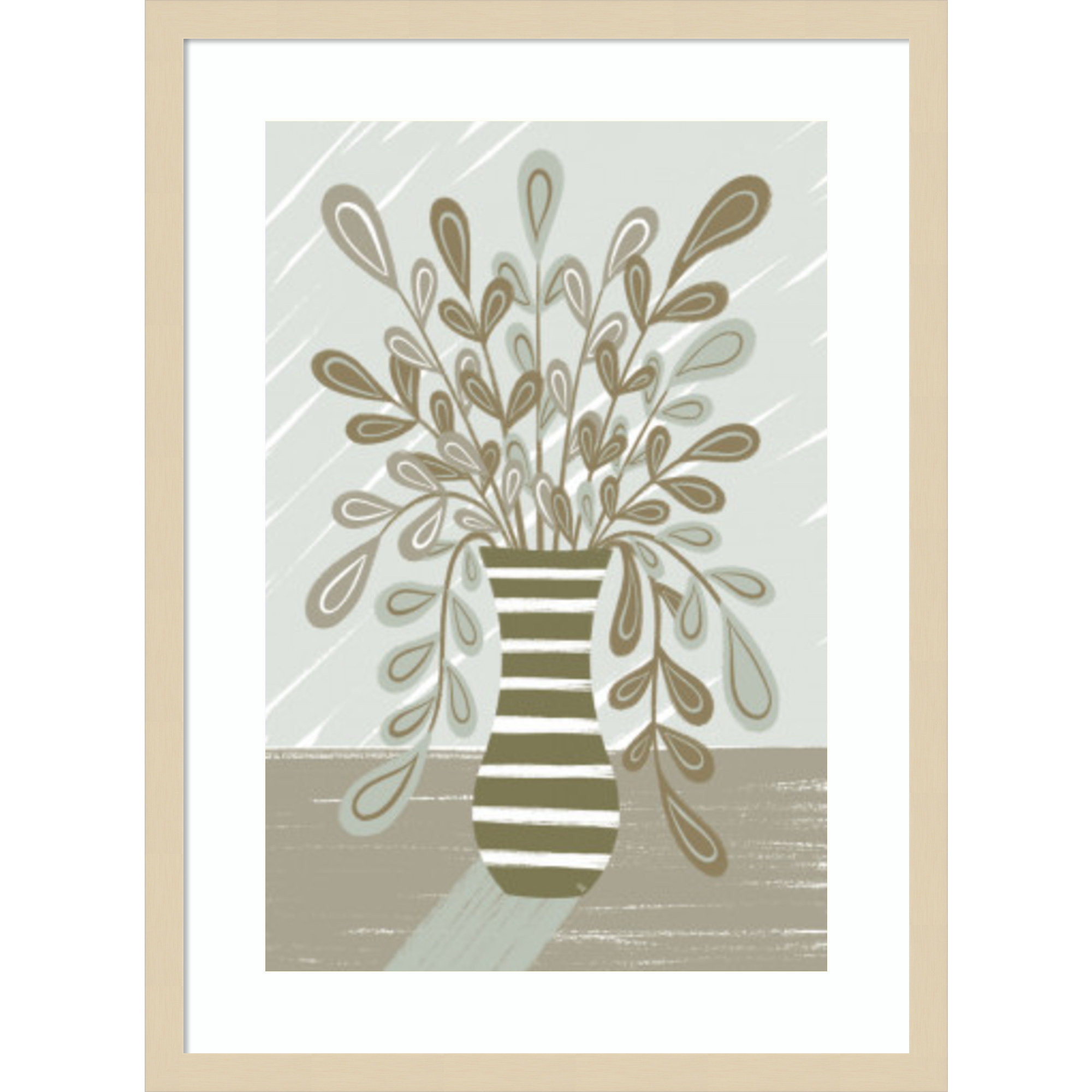 Lark Manor™ Beige Table Top by Martina Wood Framed Wall Art Print | Wayfair