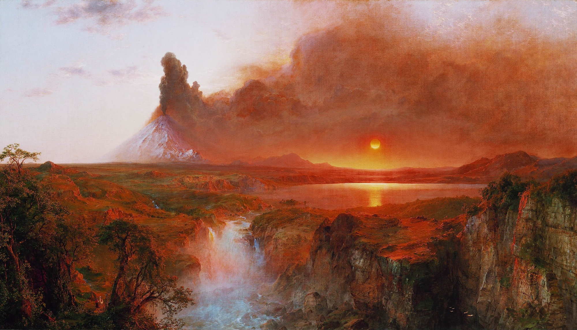 Red Barrel Studio® Volcano Sunset Wallpaper Dramatic Landscape Eruption ...