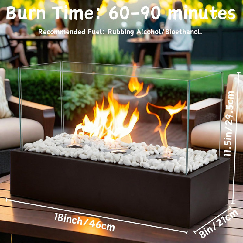 BOPWAY Rectangular Large Tabletop Fire Pit | Wayfair
