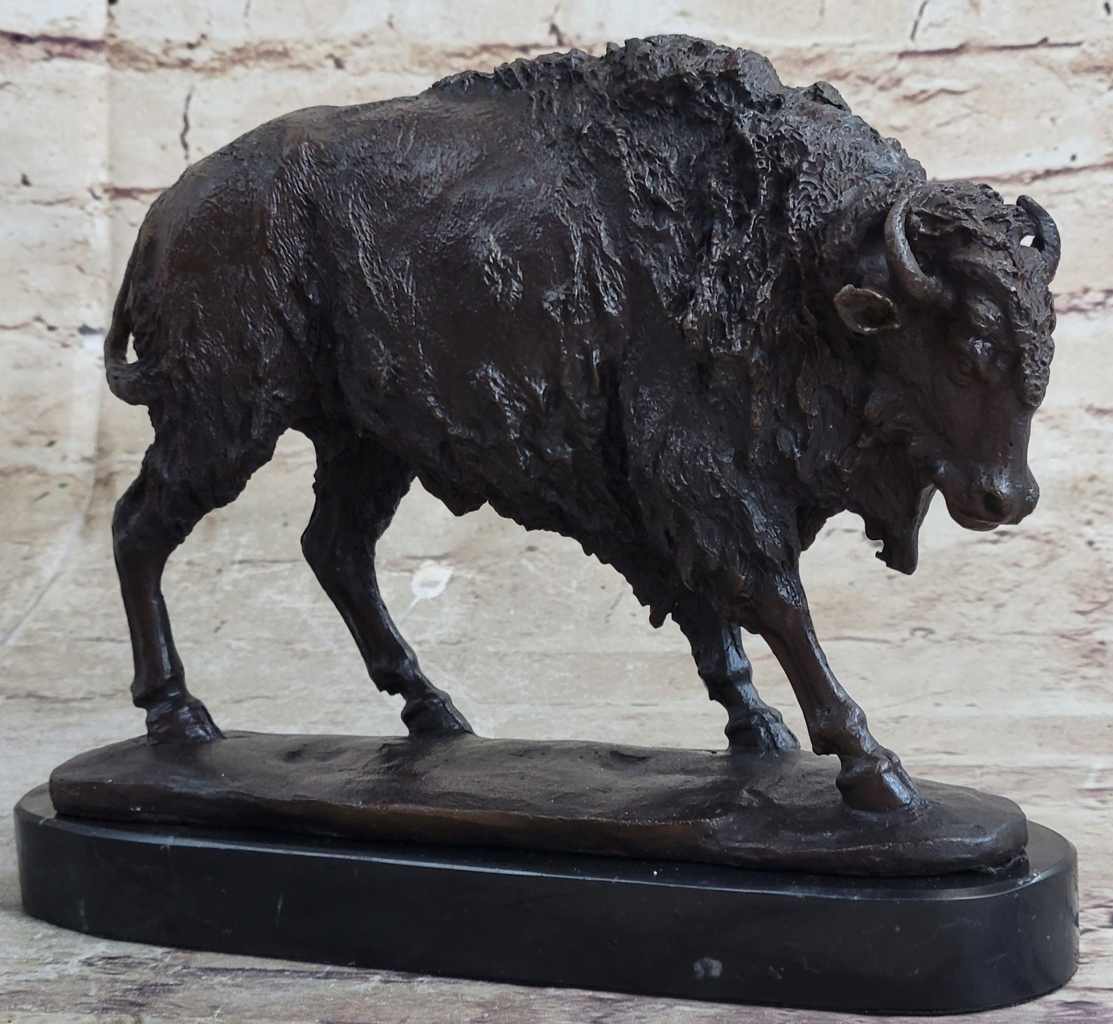 Foundry Select American Buffalo Bison Western Decor Bronze Marble Base ...