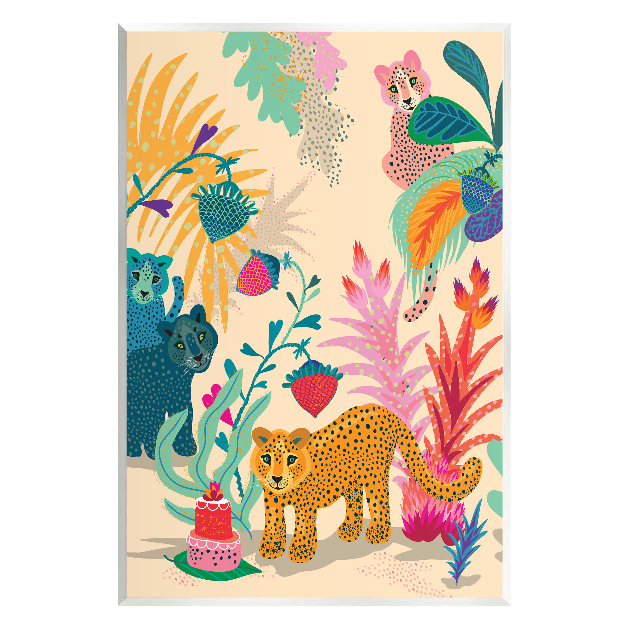 Stupell Industries Spotted Leopards With Cake On Wood by Verbrugge ...