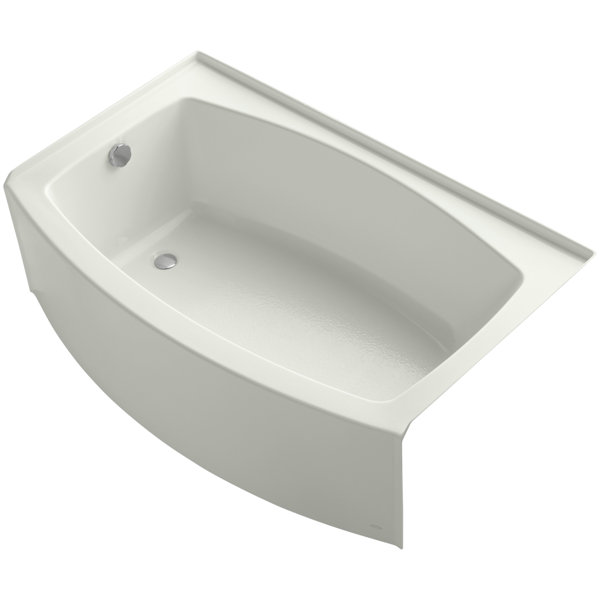 Kohler Expanse Curved Alcove 60" x 38" Soaking Bathtub in , Dune | Wayfair