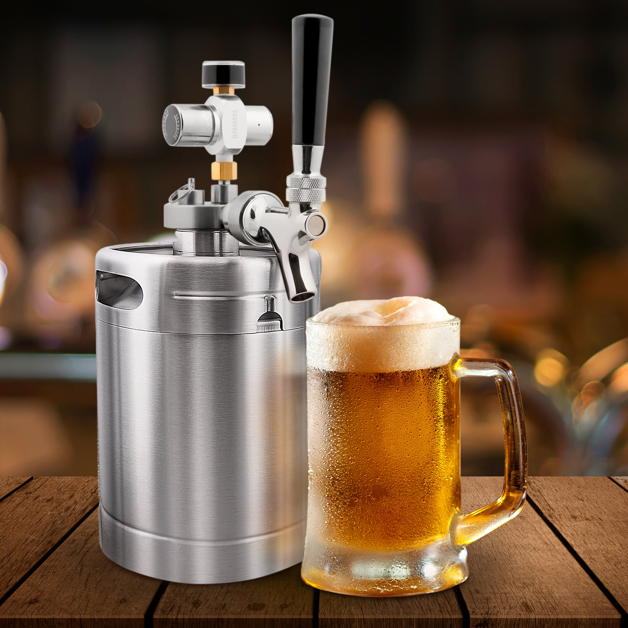 Prep & Savour 0.07 Cubic Feet Silver Outdoor Single Tap Mini Keg ...