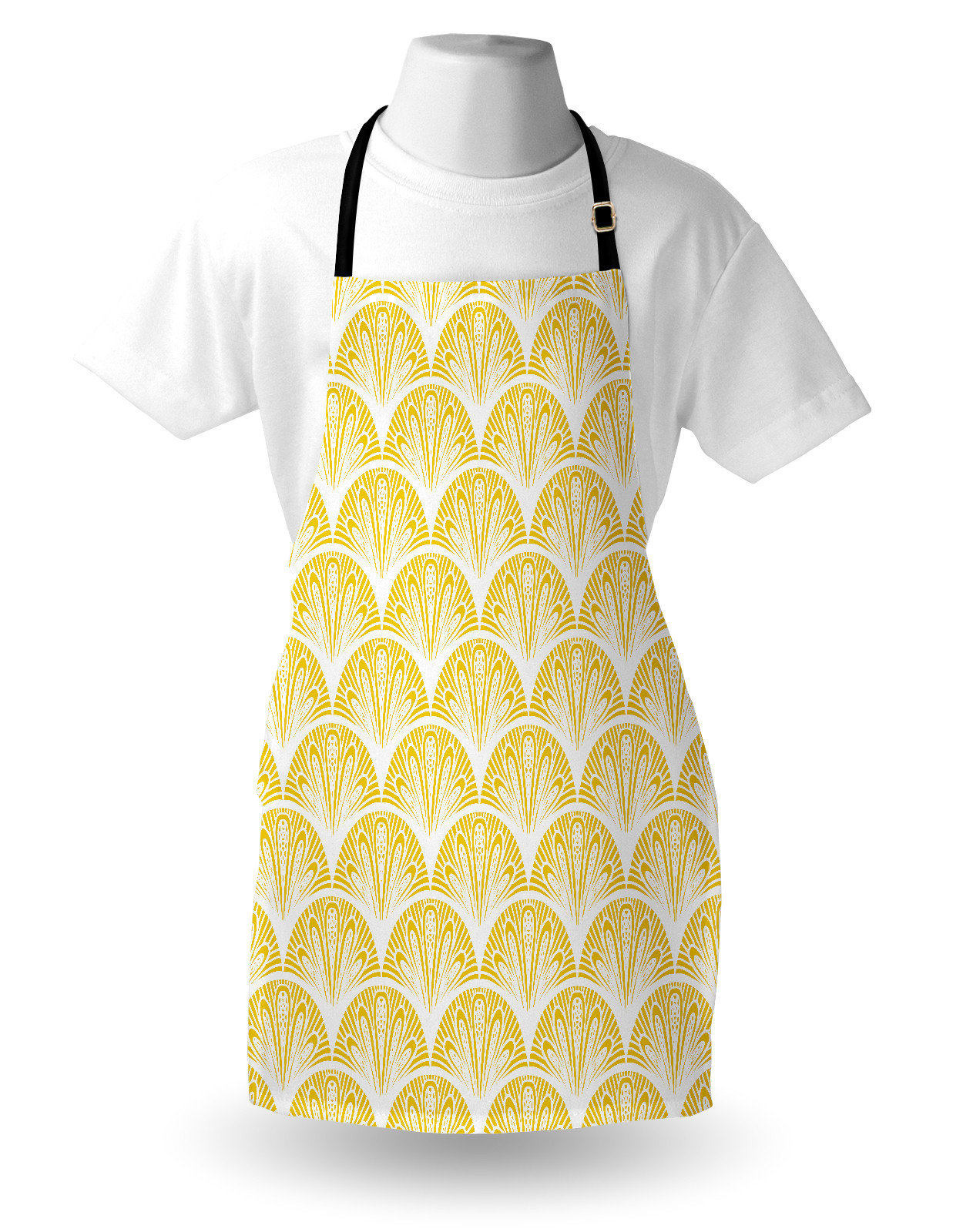 East Urban Home Yellow and White Apron Unisex, Round Floral Motif ...