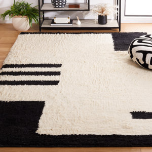 AllModern Beaufort Flatweave Area Rug in Black/Ivory "& Reviews" | Wayfair
