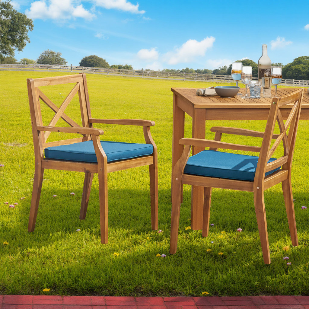 Lark Manor™ Set of 2 Acacia Wood Outdoor Dining Chairs with Water ...