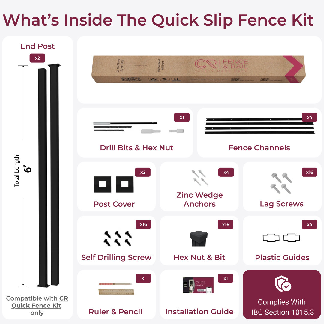 CR Home 6ft Wood Fence Kit, 2 Metal End Posts With 4 Channels, Heavy ...