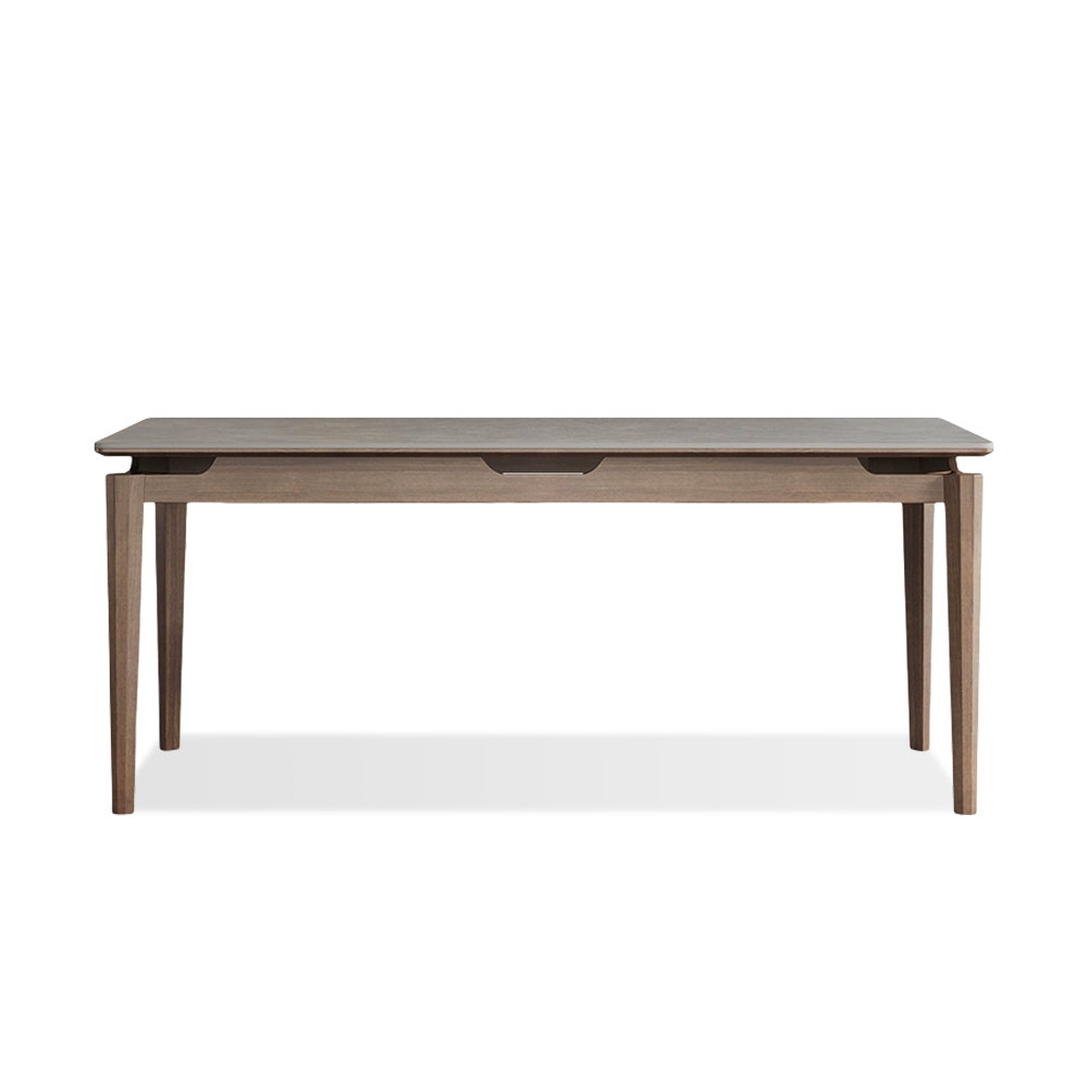 Open Edge Sports 55.12" Grey+Nut-Brown Rectangular Solid Wood Dining ...