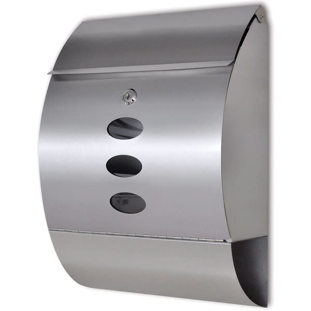 vidaXL Mailbox Stainless Steel Medium Stylish Look Mailbox Rectangular ...