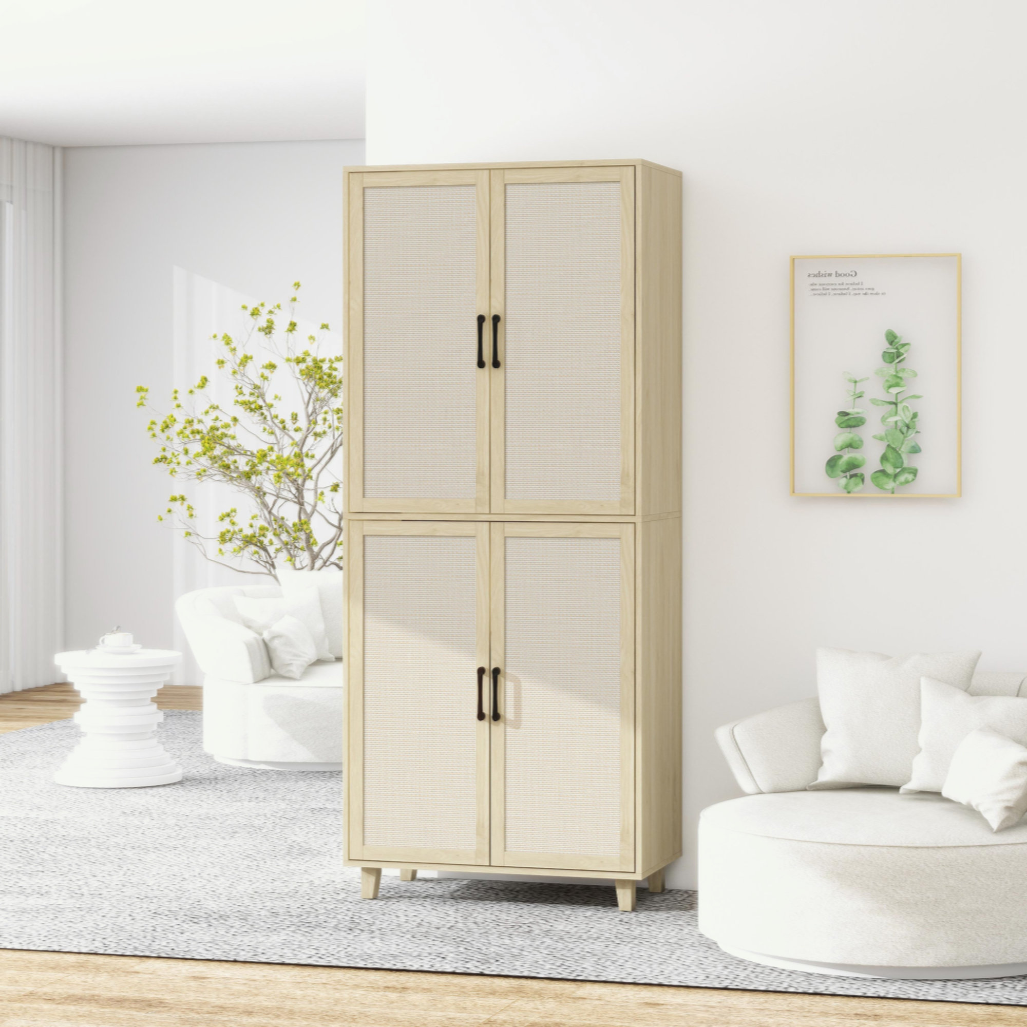 Mercer41 4 Door Cabinet, With 4 Adjustable Inner Shelves, Storage ...