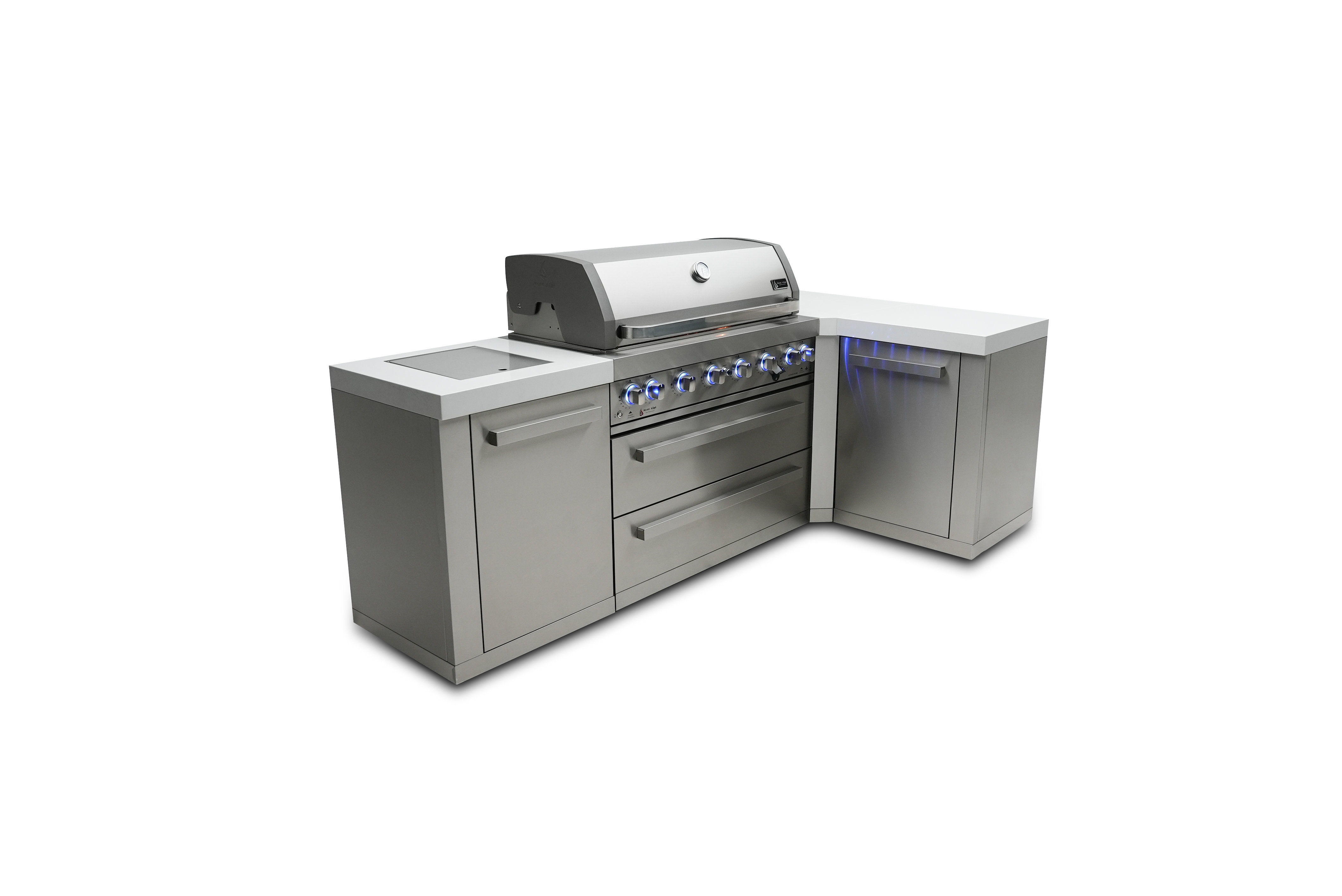 Mont Alpi 6-Burner 115000 BTU 90 Degree Stainless Steel Modular Kitchen ...