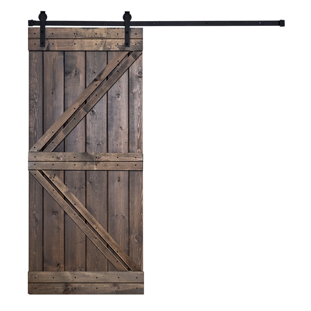 Daowoo 84'' Solid Wood Barn Doors Satin with Installation Hardware Kit ...