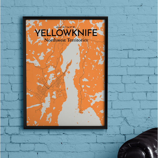 Wrought Studio Yellowknife City Map On Paper Graphic Art | Wayfair